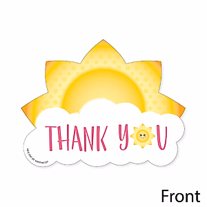 Big Dot of Happiness You Are My Sunshine - Shaped Thank You Cards - Baby Shower or Birthday Party Thank You Note Cards with Envelopes - Set of 12