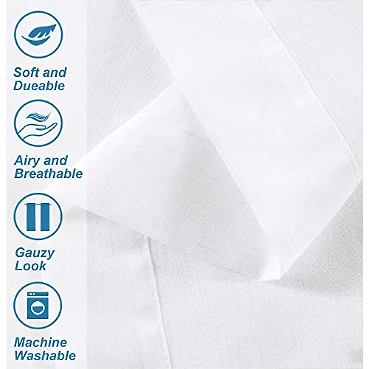 HIGHSEASON White Sheer Curtains 102 inches Long,Solid Rod Pocket Top Draperies for Living Room/Bedroom(White,Set of 2,52 x 102 Inch Length)