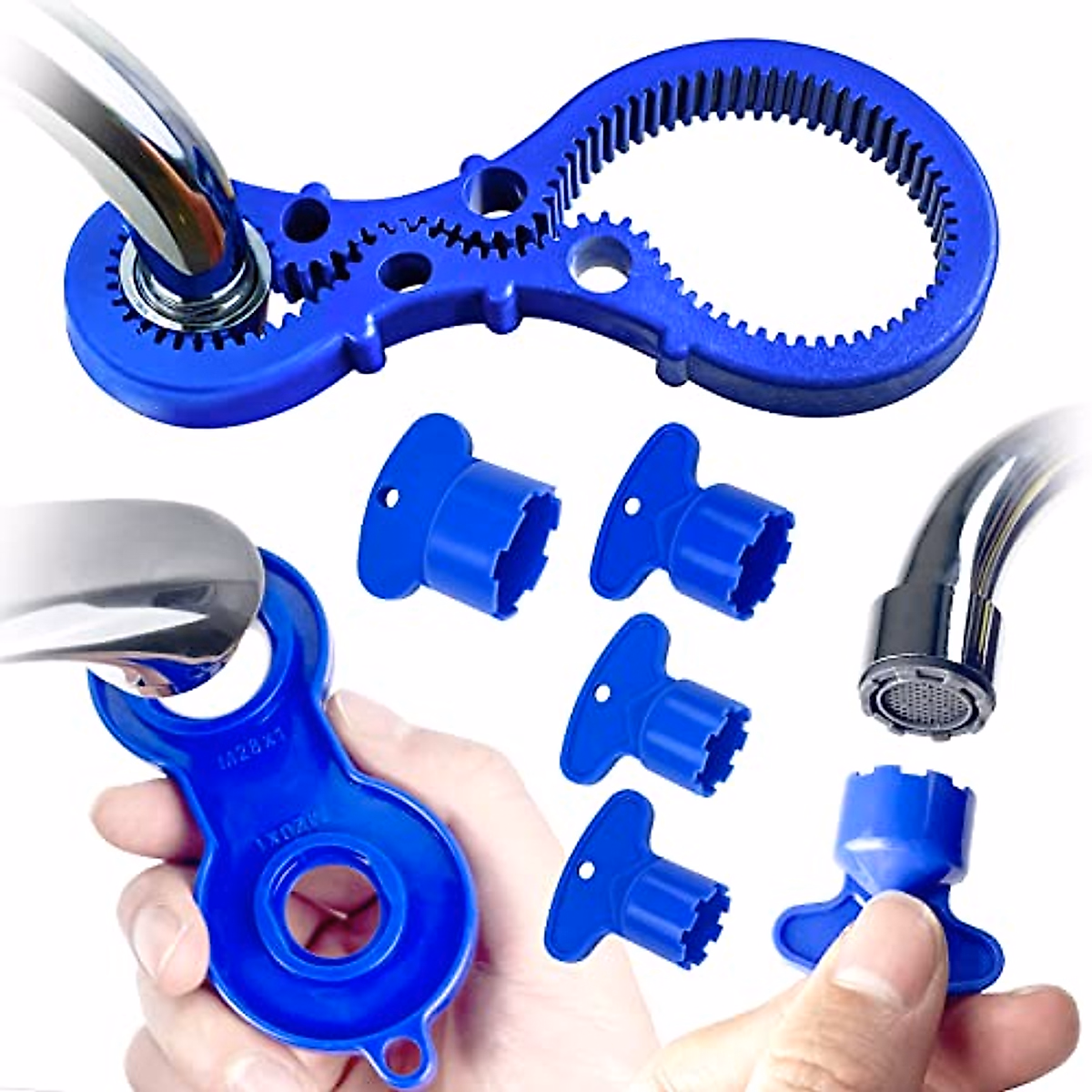 Aerator Key, Faucet Aerator removal tool, Faucet wrench with Aerator Shell Removal Tool, Replacement Cache Aerators for Sink M 16.5, 18.5, 21.5, 24 mm Tap Aerators Flow Restrictor