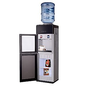 Top Loading Water Cooler Dispenser, Axonl Holds 3-5 Gallon Bottles Compressor Cooling Water Dispenser Hot&Cold Water Cooler Dispenser Safety Lock&Storage Cabinet Home Office School, Grey VWD0003AGR
