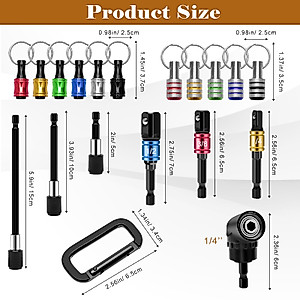 Anglekai 18PCS Bit Holder Cool Gadgets, 11PCS Drill Bit Holder Keychain/ 3PCS Impact Drill Bit Sockets Adapter/ 3PCS 1/4’’ Quick Hex Shank/ 105°Right Angle Drill Driver 1/4’’Hex Shank Screwdriver Bit