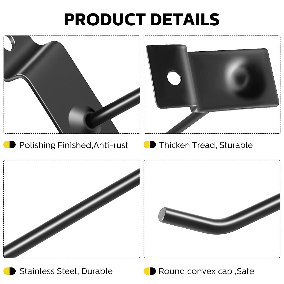 Moxweyeni 50 Packs Slatwall Hanging Hooks Display Hooks Slatwall Accessories 2", 4", 6", 8" and 10" Black Slatwall Hooks Hangers for Garage Shop Retail