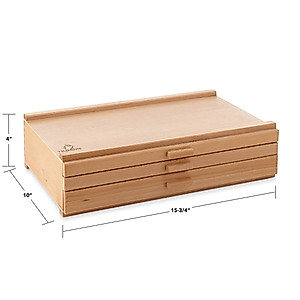 7 Elements 3 Drawer Wooden Artist Storage Supply Box for Pastels, Pencils, Pens, Markers, Brushes and Tools
