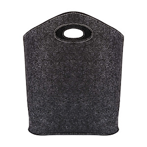 VIIRKUJA XXL Log Basket | Firewood Basket Made of Extra Thick Felt | Dark Grey | Felt Basket with Reinforced Handles for Firewood | Large