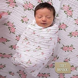 Mami 3 Pack Viscose Made from Bamboo Muslim Baby Swaddle Blanket, Soft Silky Swaddling Blankets Wrap for Newborn Infant, Large 47 x 47 inches (Baby Girl)