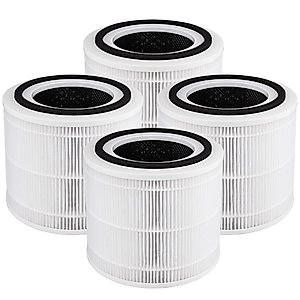 Breshair True HEPA Filter Replacement Compatible with Puro 240 Air Purifier, 3-in-1 Filtration System with Activated Carbon Filter, 4-Pack