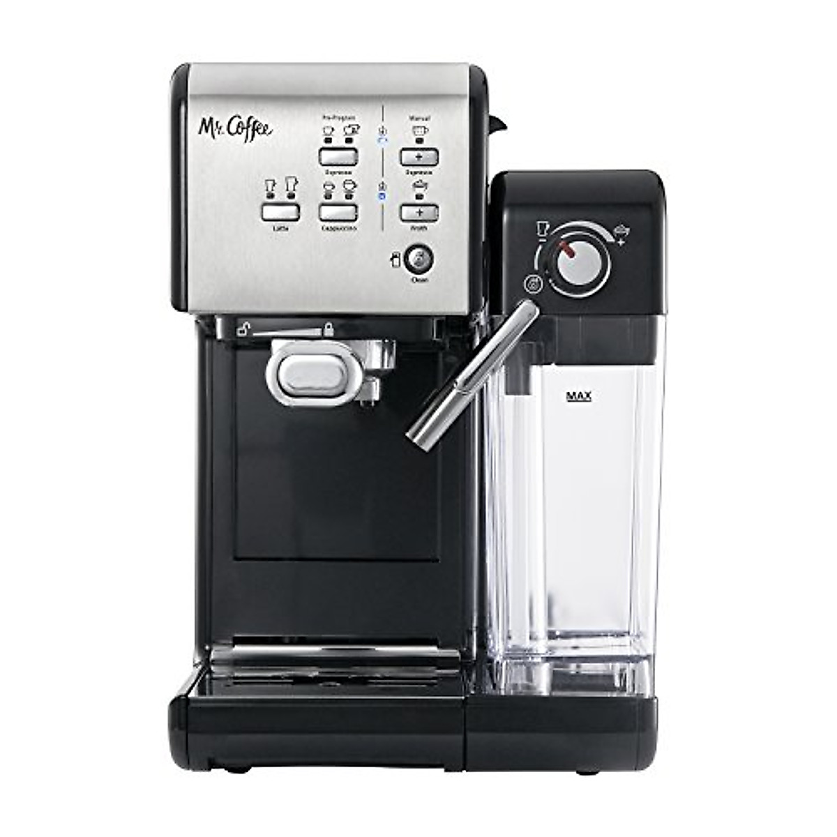 Mr. Coffee Espresso and Cappuccino Machine, Programmable Coffee Maker with Automatic Milk Frother and 19-Bar Pump, Stainless Steel
