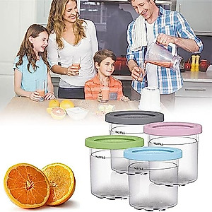 Creami Containers, for Ninja Creami Pint, Creami Pint Containers Reusable,Leaf-Proof for NC301 NC300 NC299AM Series Ice Cream Maker