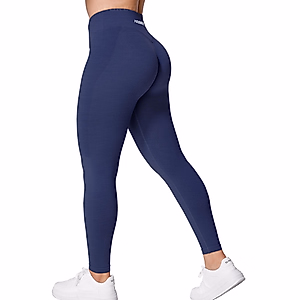 YEOREO V Waist Workout Leggings for Women Butt Lifting Scrunch Gym Leggings Amplify Seamless Yoga Pants Navy XS