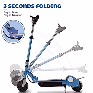 MAXTRA E120 Electric Scooter with Seat for Kids Ages 6-12, 60 Mins Long Battery Life, Removable Seat 2 Riding Styles, 155lbs Max Load, Navy Blue (ML-44GDRS-ES-E120)