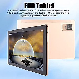 HEEPDD Office Tablet, 6GB RAM 256GB ROM US Plug 100‑240V Gaming Tablet 10.1 Inch FHD (Gold)