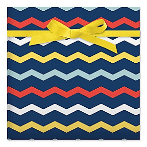 Current Silver Paisley with Stripes Wedding, Reversible Double-Sided Jumbo Gift Wrap Roll, 23 inches x 32 feet per roll