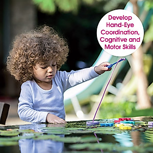 Edushape Fish & Spell Toy Fishing Set - Foam Bath Letters Toy Set - Early Child Development Learning Bath Foam Letters - Baby Foam Bath Toys for Toddlers 1-3 - Outside Water Play Toys