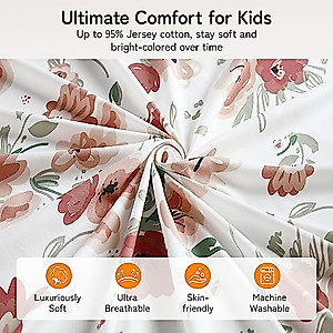 besrey 2 Packs Crib Sheets Fitted for Baby Boy and Girl, with a Storage Bag, Jersey Knit Cotton Baby Crib Sheet for Standard Crib Mattress & Toddler Bed Mattress(Flower Style)