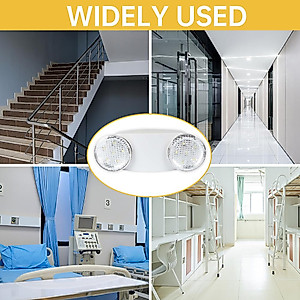 YBENWL LED Emergency Light, Two Head Adjustable Commercial Emergency Lights Hardwired Exit Lighting Fixtures, 200lm Plug in LED Bulb for Business Home Emergency