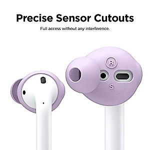 elago Earbuds Cover Designed for Apple AirPods 2 & 1 or EarPods, Silicone Ear Tips, Ear Grip, Sound Quality Enhancement [4 Pairs: 2 Large + 2 Small] (Lavender)