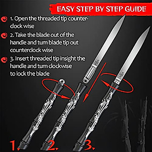 Bundle of 2 Items - Pocket Knife - Japanese Utility Knives with Sheath - Small Black Fixed Tactical Hobby Work Mini Knofe for Men Women - Best EDC Survival Camping Hiking Military Tool Sharp - Gifts