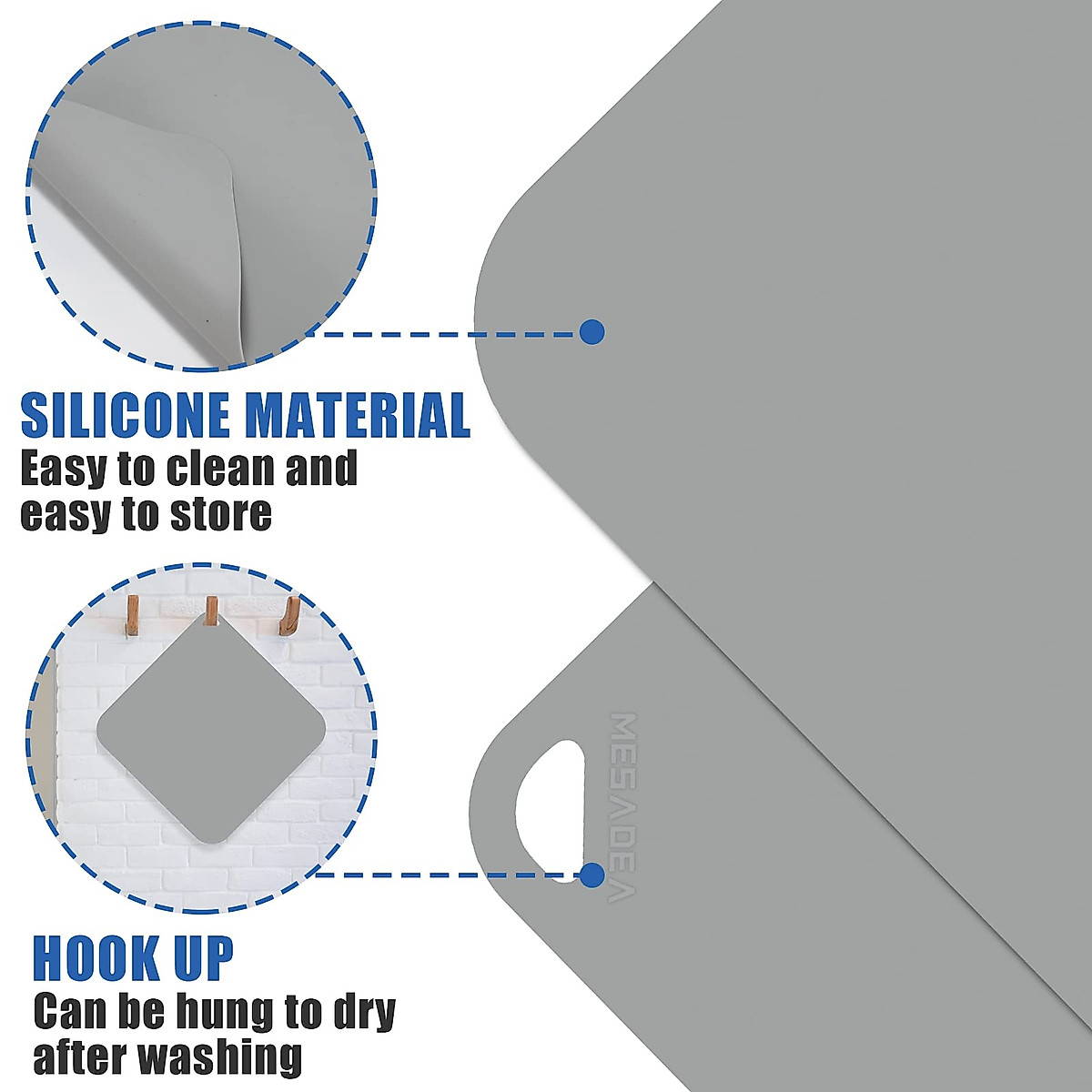 Heat Resistant Mat for Air Fryer Anti-slip mat for kitchen appliances, 1 Pcs Kitchen Countertop Heat Protector Mat Kitchen Hot Pads for Ninja Foodi Air Fryer, Coffee Maker(grey 14x14inch)