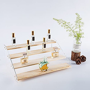NC Upate Displays Stand 4 Tier Wood Display Stands for Vendor Events Acrylic Stand for Figure Collection Tier Display Stand for Craft Shows Acrylic Display Cupcake Stand Cologne Organizer (Large)