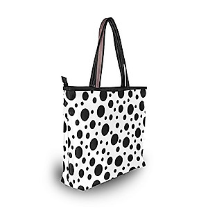 My Daily Women Tote Shoulder Bag Funny Black And White Polka Dot Handbag Medium