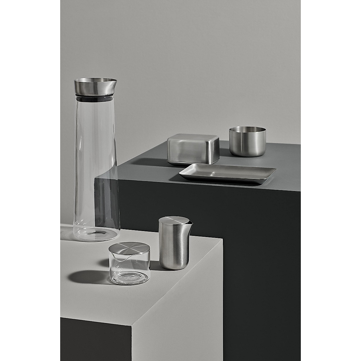 Blomus Basic Milk Container with Lid, 9.7 x 6.6 x 7.5 cm, Brushed Stainless Steel