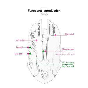TDOR Creative and Cute Gaming Mouse, Overwatch D.VA USB Wired Mouse,Silent Optical Mice Colorful Colors Breathing Light, for Office Home and Gamer
