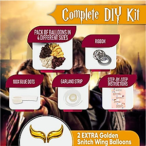 100pc, 4 Sizes – Harry Potter Balloon Garland Arch Kit with BONUS Snitch for Harry Potter Birthday Decorations – Harry Potter Party Supplies for Hogwarts Balloons, Magic Wizard Theme, Baby Shower