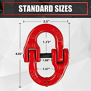 VIAGL 2 Pcs Safety G80 Hammerlock Coupling Link, Heavy Duty Alloy Steel Connecting Link 1/2 Inch Tow Hitch Hammer Lock Chain Connector, 12000 lbs Working Load Limit