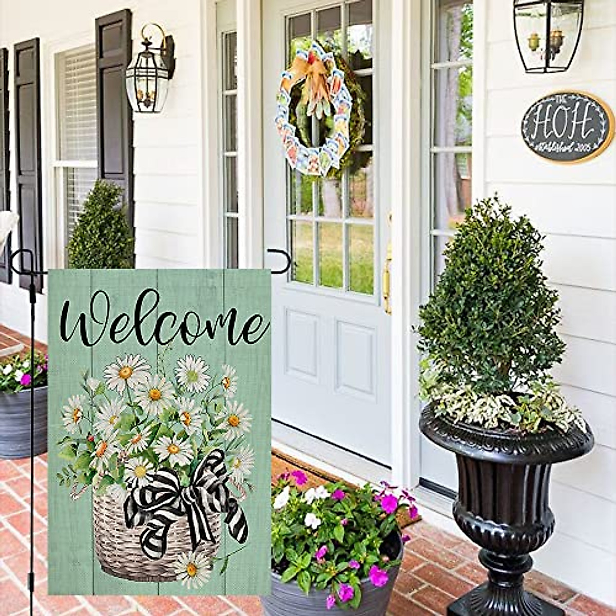 CROWNED BEAUTY Spring Garden Flag Floral 12x18 Inch Double Sided for Outside Chamomile Welcome Burlap Small Yard Holiday Decoration CF746-12