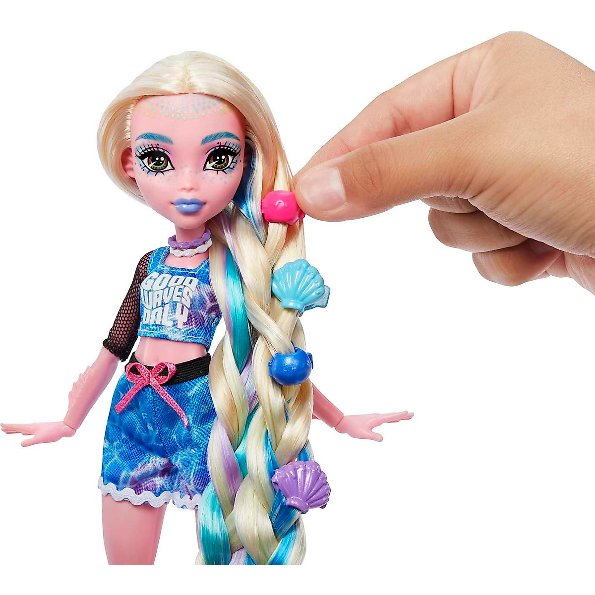Monster High Doll, Lagoona Blue Spa Day with Wear & Share Accessories Including Hair Clips, Hair Chalk & Tattoos