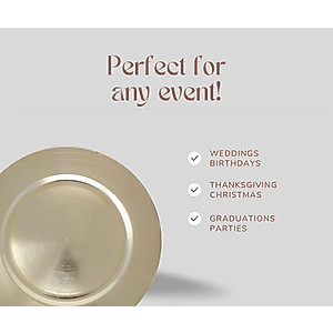 Ms Lovely Metallic Foil Charger Plates - Set of 6 - Made of Thick Plastic - Gold