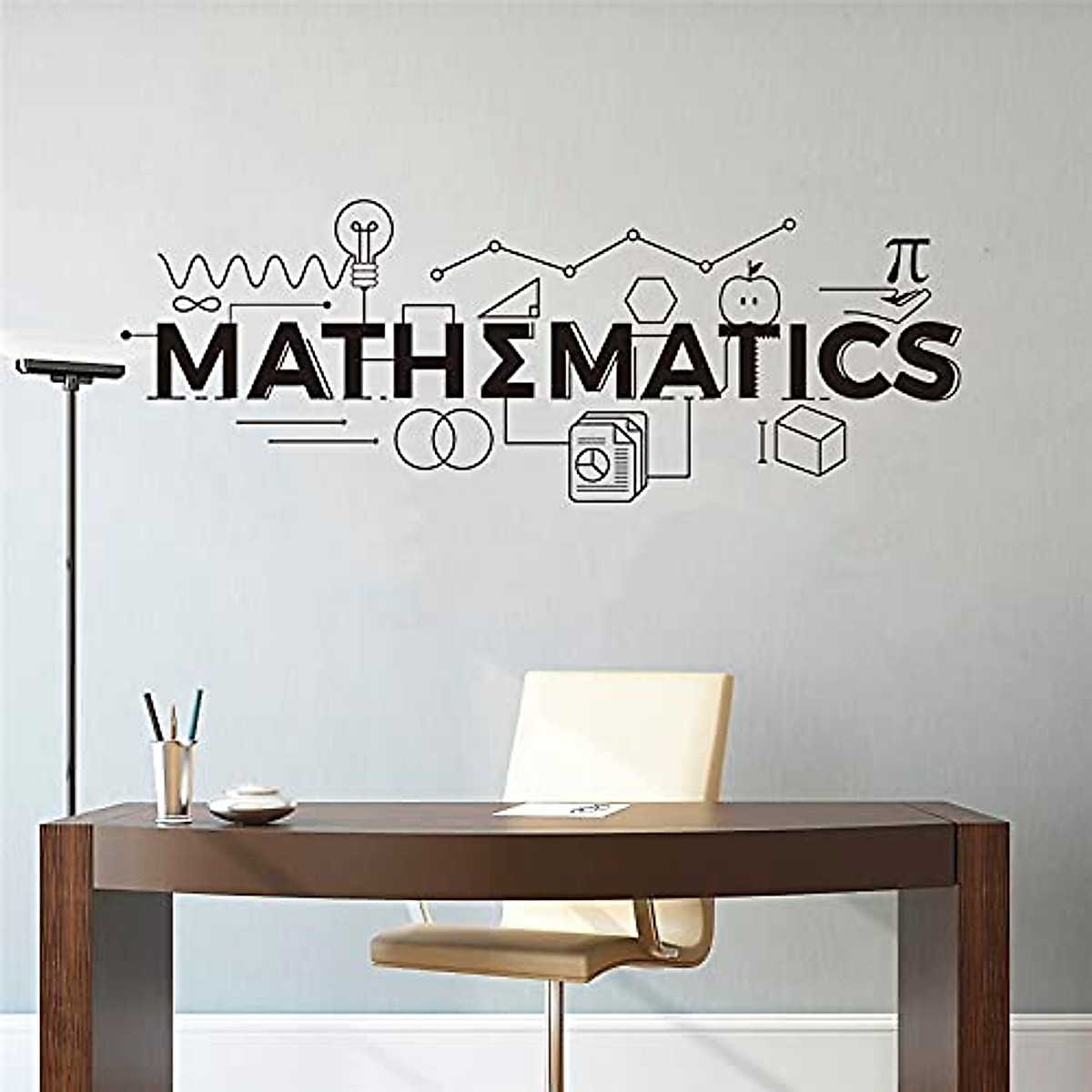 17x44 inch Children Room Mathematics Sign Wall Stickers Math Education Vinyl Decals School Classroom Decoration Motivational Poster Wall Murals HQ951 (Black)