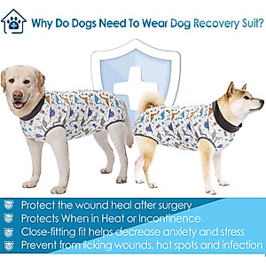 AOFITEE Dog Recovery Suit, Surgical Recovery Suit for Dog Female After Spay, Dinosaur Dog Recovery Shirt for Abdominal Wounds, Anti Licking Dog Onesie Jumpsuit E-Collar Cone Alternative, 5XL