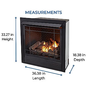 Duluth Forge Dual Fuel Ventless Gas Fireplace Insert, Remote Control, 9 Fire Logs, Use with Natural Gas or Liquid Propane, 32000 BTU, Heats up to 1500 Sq. Ft., Black