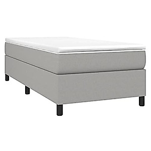 vidaXL Box Spring Bed with Mattress Home Bedroom Mattress Pad Single Bed Frame Base Foam Topper Furniture Light Gray 39.4"x79.9" Twin XL Fabric