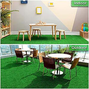 TURSTIN 8 Pieces Artificial Grass Mat 12 x 12 Inch Synthetic Grass Square Mats Fake Turf Patch Tiles Realistic Grass Rug for DIY Crafts Miniature Garden Indoor Outdoor Patio Flooring, Dark Green