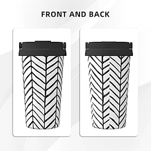 WANGXUEE black and white boho Print 500ml Stainless Steel Travel Tumbler Double Wall Vacuum Insulated Coffee Mug