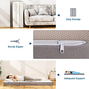 Inofia Twin Folding Mattress, 6 Inch Trifold Memory Foam Mattress with Removable Cover - Portable for Camping, Guest, Foldable Floor Bed, Twin Size (75" x 39" x 6")