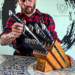 Dalstrong 12-Piece Knife Block Set - Gladiator Series Elite - Black Handles - German HC Steel - Hand-Made Manchurian Ash Wood Block - NSF Certified