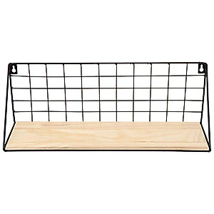 Cabilock Floating Shelf Iron Farmhouse Shelf Rustic Wood Wall Shelf for Living Room Bedroom Bathroom Black L