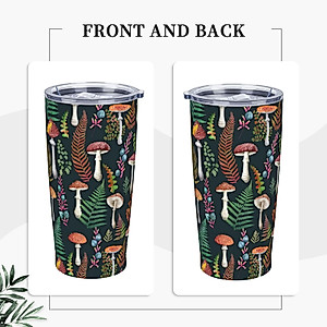 CHASOEA Mushroom Tumbler 20oz Botanical Stainless Steel Insulated Tumblers with Lid and Straw Leaves Travel Coffee Mug Tea Wine Cups Water Bottle Sport Gifts for Women Mushrooms Lover
