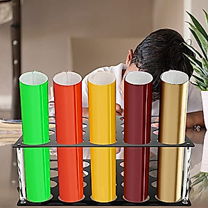 Vinyl Roll Storage Rack 20 Holes Acrylic Vinyl Rolls Holder Organizer Display Storage Stand for Art Craft Paper Room Decor (Aperture 2 Inch)