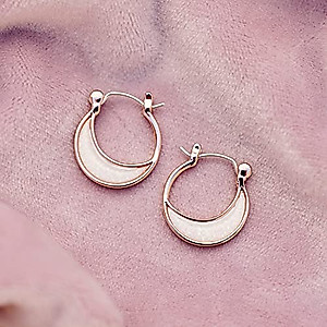 Pura Vida Gold Opal Crescent Hoop Earrings - Handmade Earrings with Resin Opal, Boho Earrings - Sterling Silver Earrings for Women, Statement Earrings for Women, Boho Jewelry for Women - 1 Pair