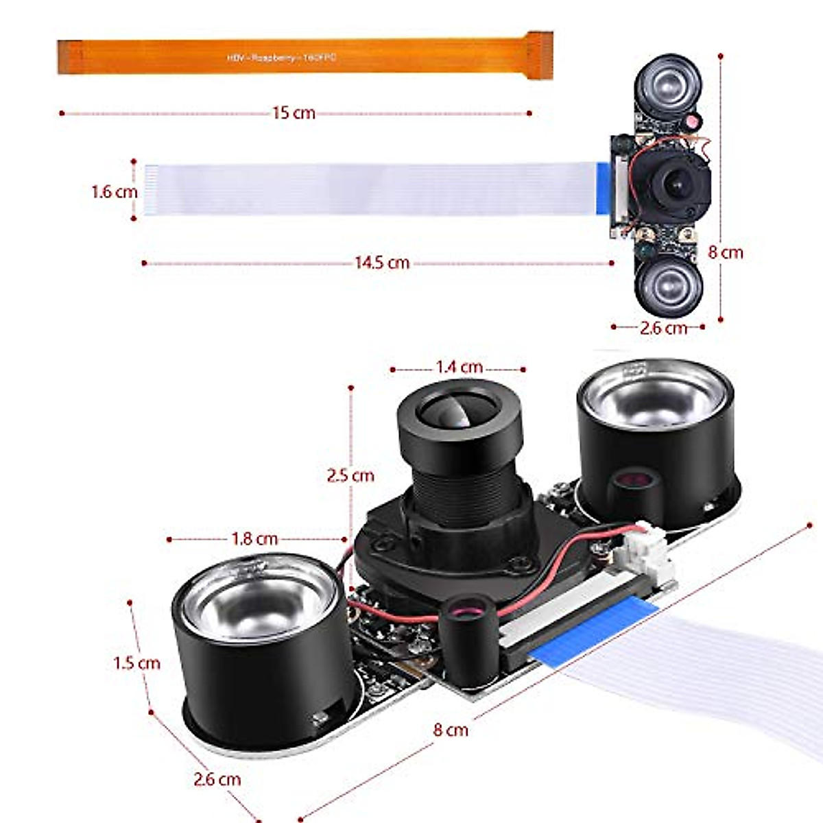 for Raspberry pi Camera Day & Night Vision, IR-Cut Video Camera 1080p HD Webcam 5MP OV5647 Sensor for Raspberry Pi RPi 4 3 B B+ 2B 3A+ 2 1 Zero W by Longruner