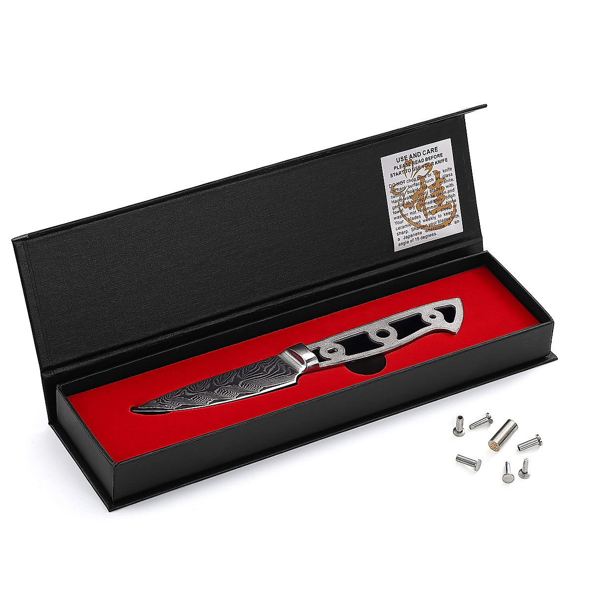 KATSURA Woodworking Project Kit – Paring Knife Blank – Blade Width 25mm – 3.75 Inch – Japanese Premium AUS 10V, 67 Layers Damascus Steel – Storm-V Series – NO LOGO