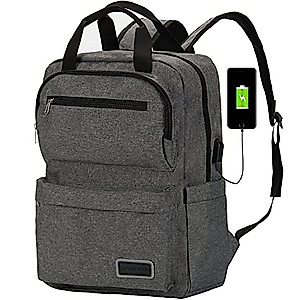 School Laptop Backpack for Women Men with Usb Charger Port Teacher Students bookbags Travel Work Computer 15.6 inch Backpacks for College Teen Boys Girls-Grey