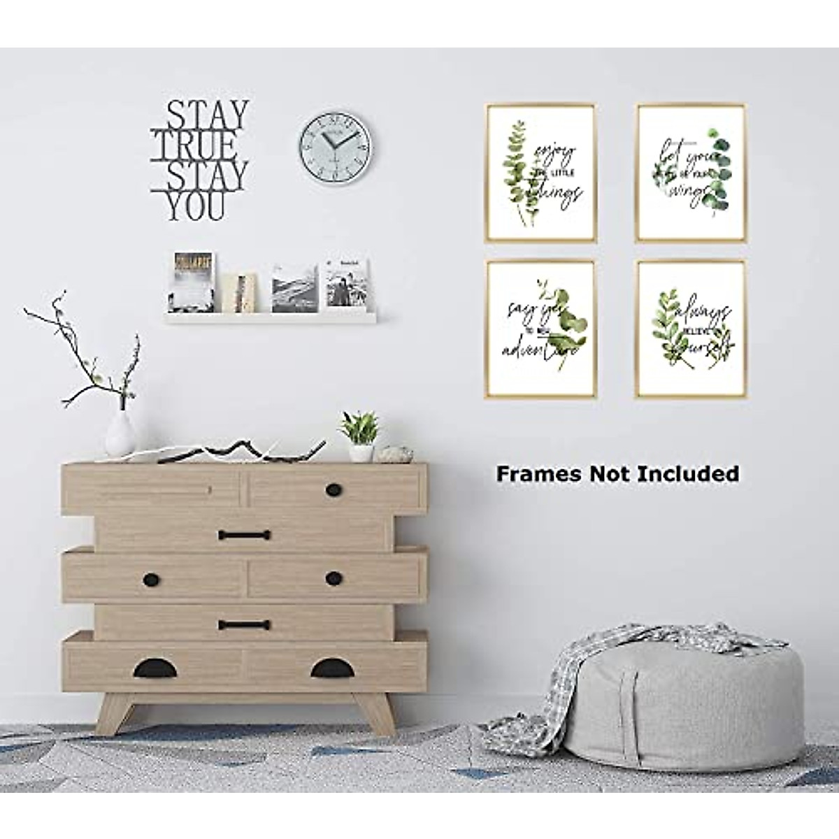 Fit Design Green Leaves Plant Wall Art Decor Canvas Painting Set of 4,Inspirational Motivational Quote Wall Posters for Home Office,Botanical Wall Art Prints Wall Decor (Unframed,8x10 inch)