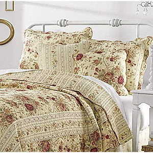 Greenland Home Antique Rose Quilt Set, Full/Queen (5 Piece), Ecru