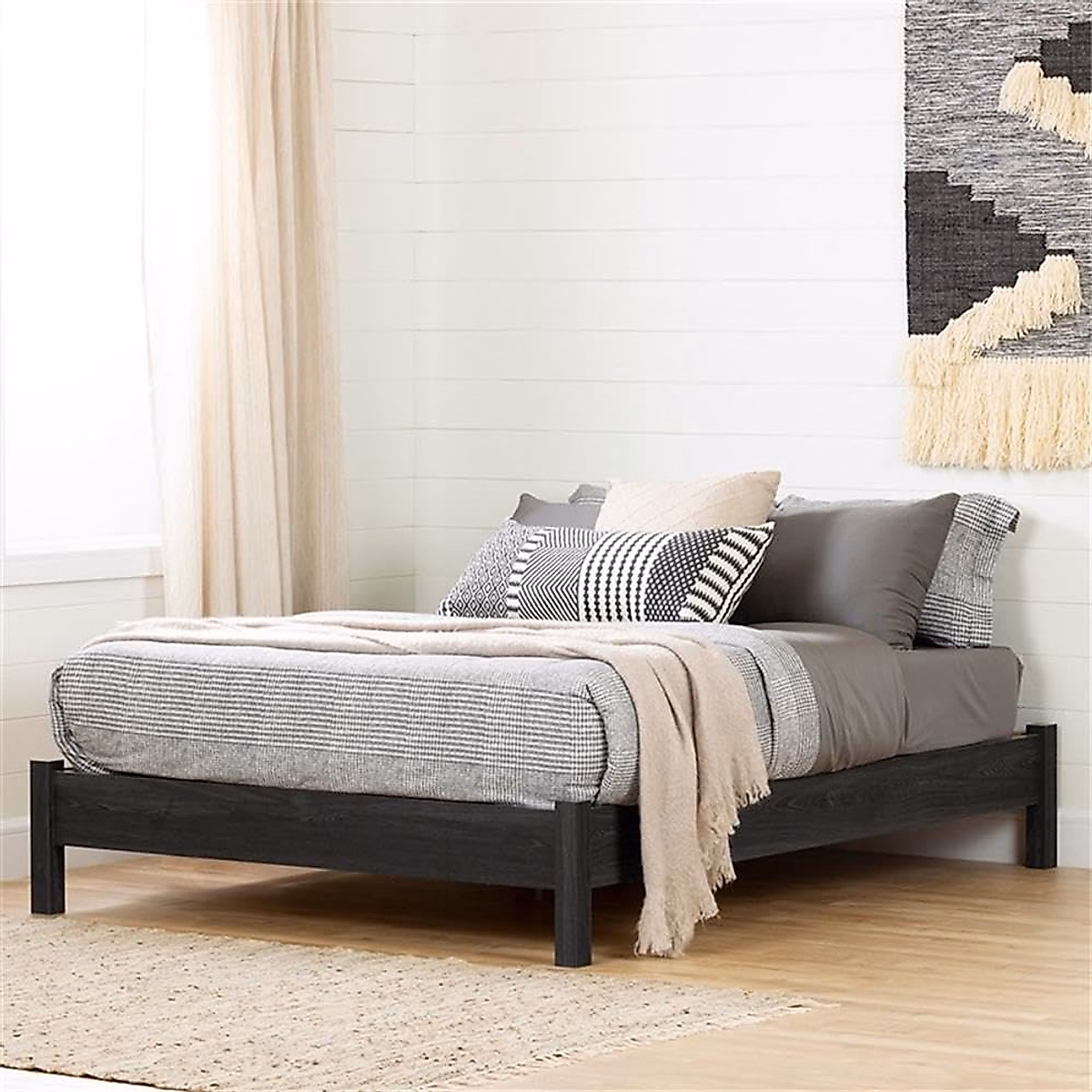 South Shore Step One Essential Platform Bed, Full, Gray Oak