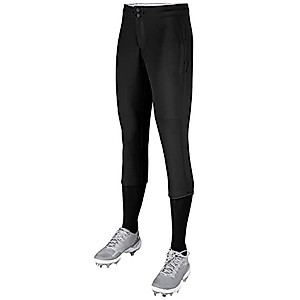 CHAMPRO womens Low-rise Knicker-style Fastpitch in Solid Color With Reinforced Knees Fireball Polyester Softball Pant, Black, X-Small